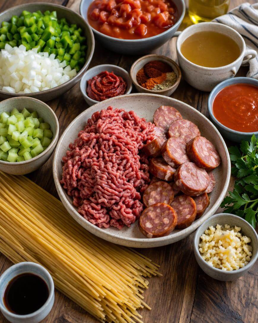 Dirty Spaghetti With Cajun Meat Sauce And Big Flavor
